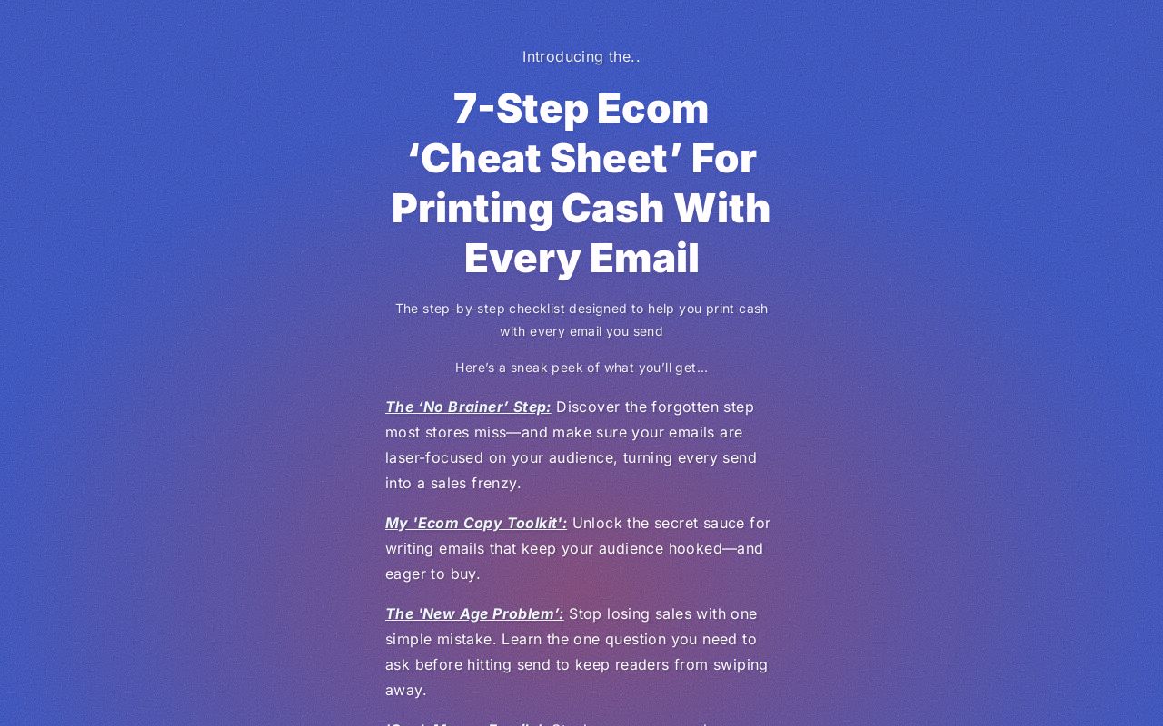 7-Step Ecom 'Cheat Sheet'